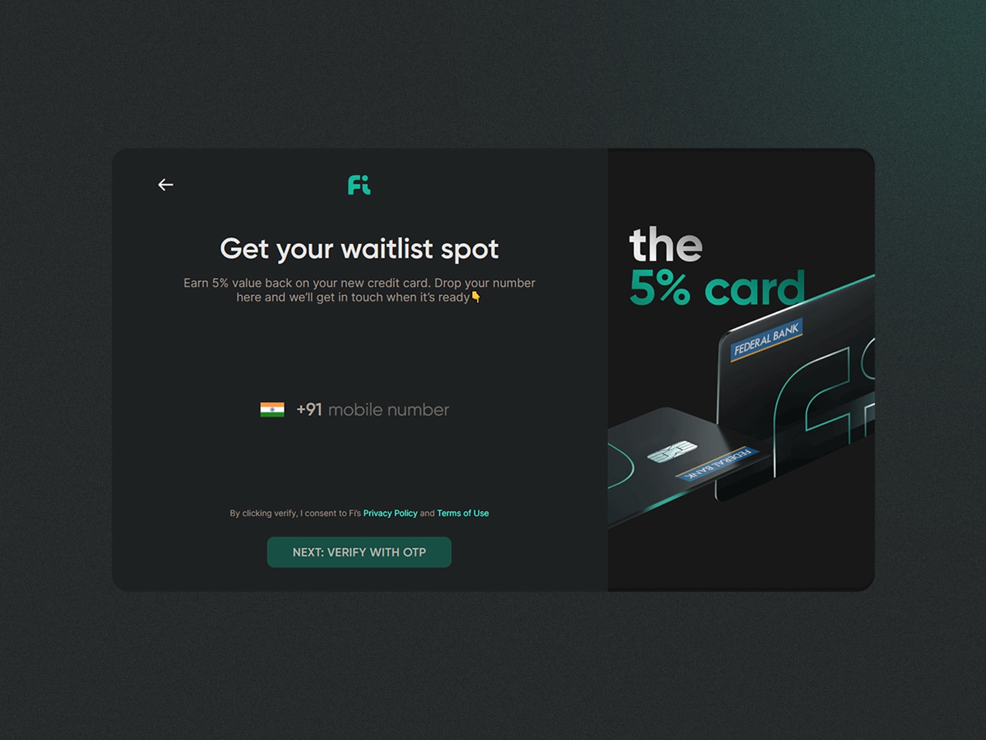 Fi Credit Card With 5% Value Back Announced | e-Banking.in